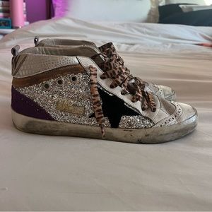Golden Goose | Shoes | Authentic Silver Sequin Cheetah Lace Mid Star ...
